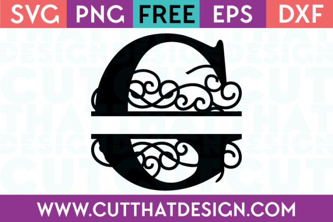Free SVG Flourish Swirl Split Monogram Letter G Cut That Design